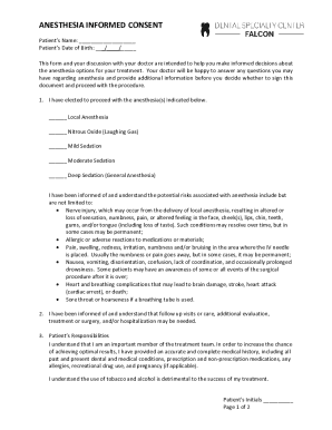 Fillable Online Anesthesia Informed Consent Form Fax Email Print ...