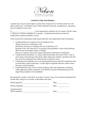 Fillable Online Consent for Anesthesia Form Fax Email Print - pdfFiller