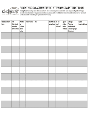Fillable Online Parent Engagement Event Registration Fax Email Print ...
