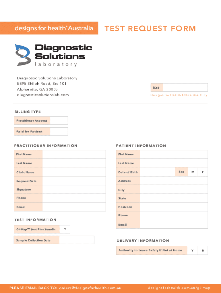 Fillable Online Test Request Form Overview Fax Email Print - pdfFiller