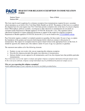 Fillable Online Religious Exemption Request for Immunization Fax Email ...