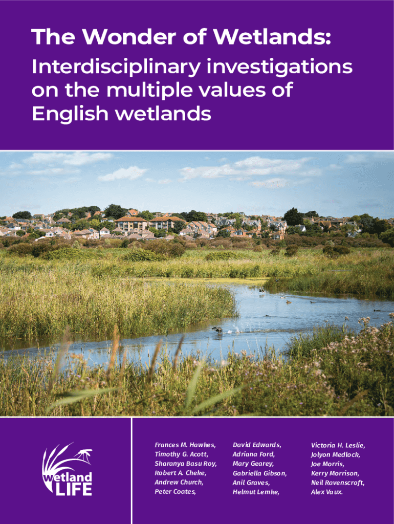 Fillable Online the Wonder of Wetlands: Interdisciplinary Investigations on the Multiple Values ...