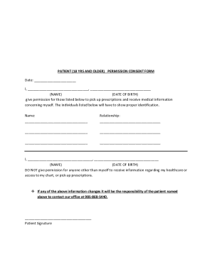 Fillable Online Patient Consent for Prescription and Medical ...