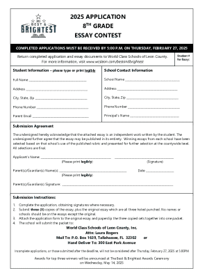 Fillable Online 8th Grade Essay Contest Fax Email Print - pdfFiller