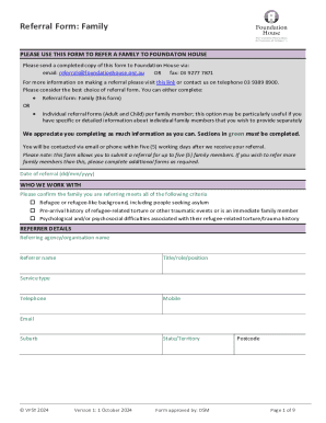 Fillable Online Family Referral Form for Foundation House Fax Email ...