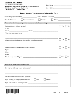 Fillable Online Dental Services Pre-assessment Fax Email Print - pdfFiller