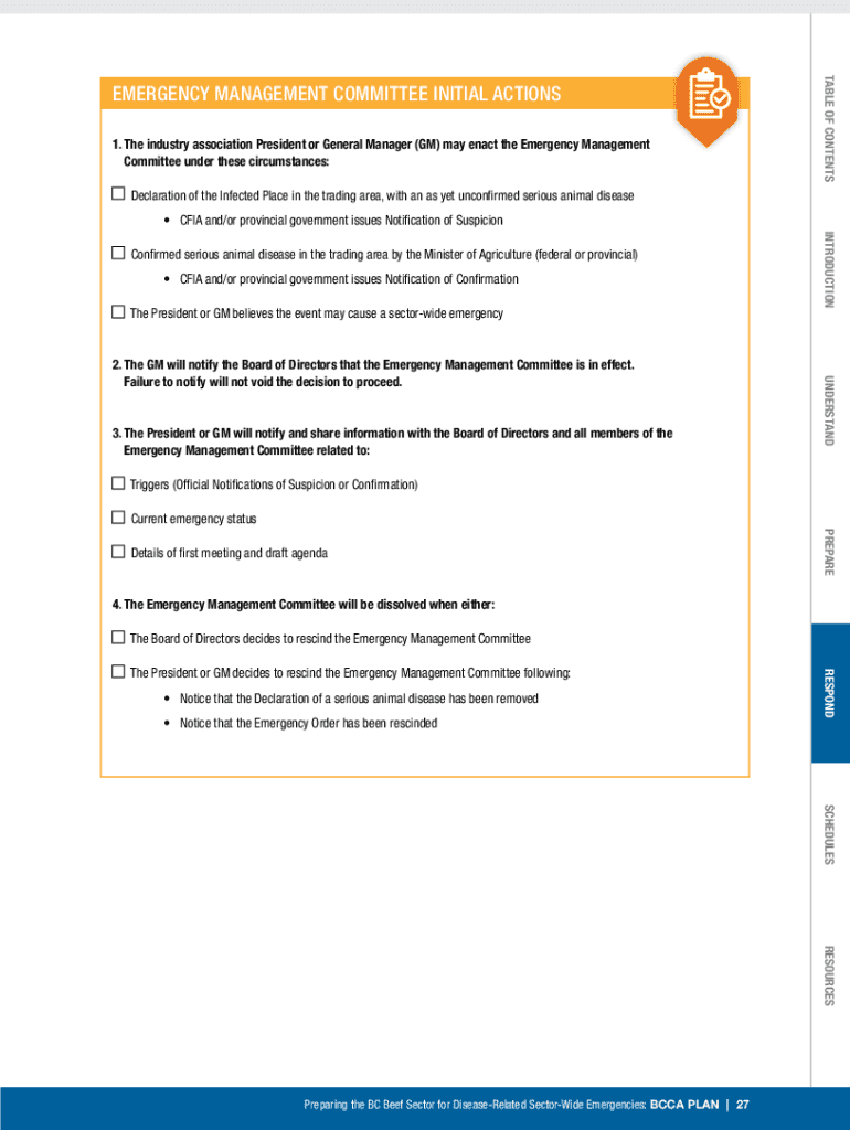 Fillable Online Emergency Management Guide for BC Beef Producers Fax Email Print - pdfFiller