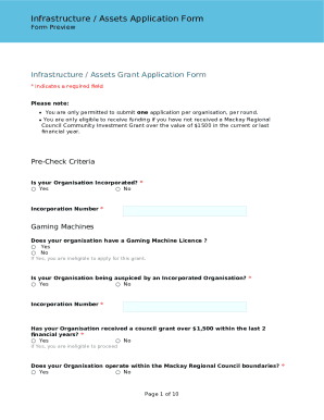Fillable Online Infrastructure / Assets Application Form Fax Email Print - pdfFiller