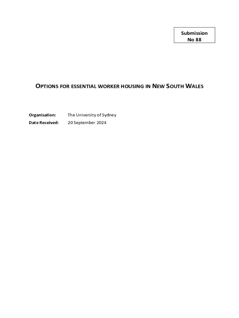 Fillable Online options for essential worker housing in new south wales ...