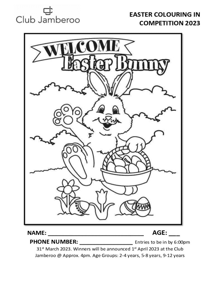 Fillable Online Easter Colouring in Competition 2023 Fax Email Print ...