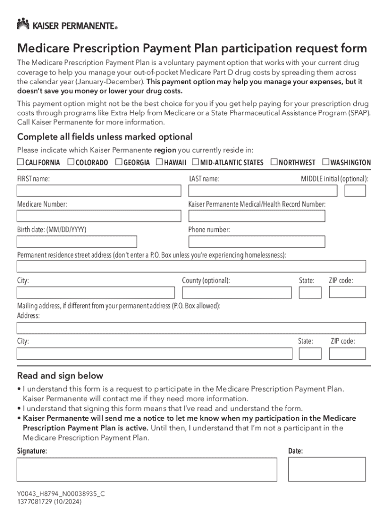 Fillable Online Medicare Prescription Payment Plan Participation ...