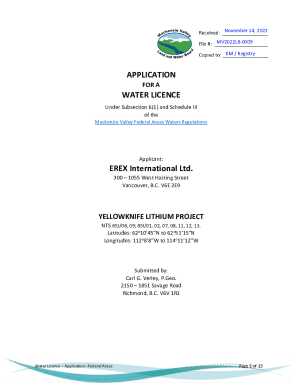 Fillable Online Application for Water Licence Under Mackenzie Valley ...