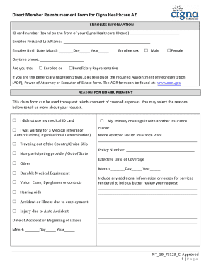 Fillable Online Direct Member Reimbursement Form for Cigna Healthcare ...