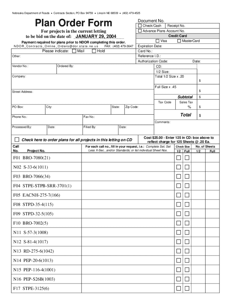 Fillable Online Plan Ordering Information Fax Email Print - pdfFiller