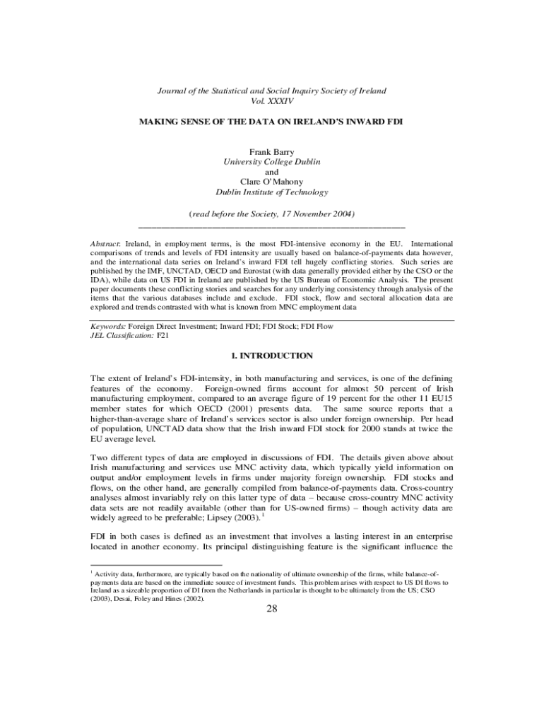 Fillable Online Making Sense of the Data on Ireland's Inward Fdi Fax ...