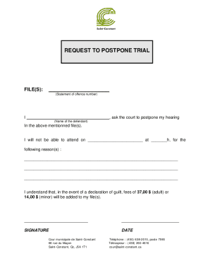 Fillable Online Request to Postpone Hearing Fax Email Print - pdfFiller