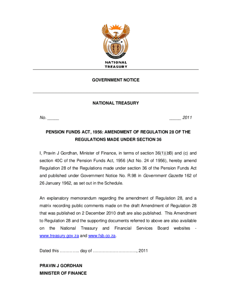 Fillable Online Pension Funds Act: Regulations: Amendment Fax Email ...