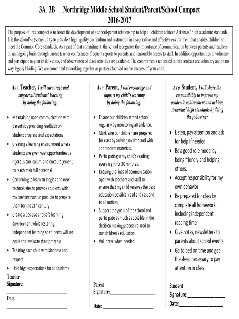 Fillable Online Tate Elementary Student/Parent/School Compact Fax Email ...