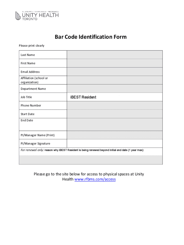 Fillable Online Bar Code Identification Form Fax Email Print - pdfFiller