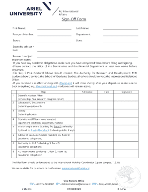 Fillable Online Sign-off Form for Academic Departures Fax Email Print ...