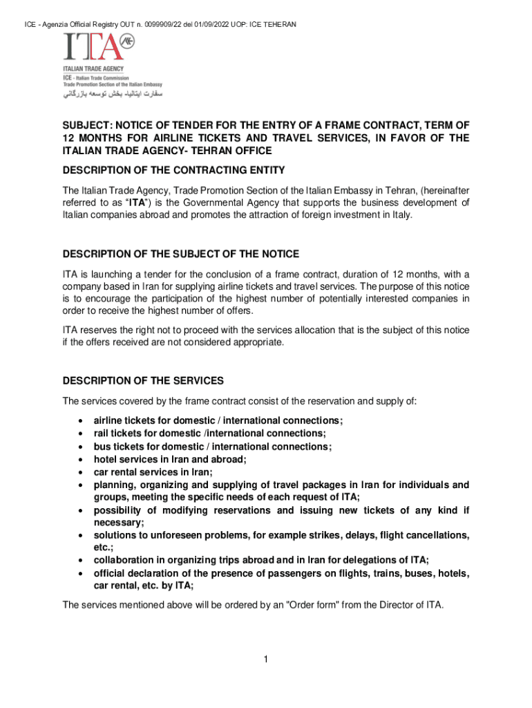 Fillable Online Notice of Tender for Airline Tickets and Travel ...