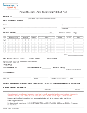 Fillable Online Replenishing Petty Cash Float Fax Email Print - pdfFiller