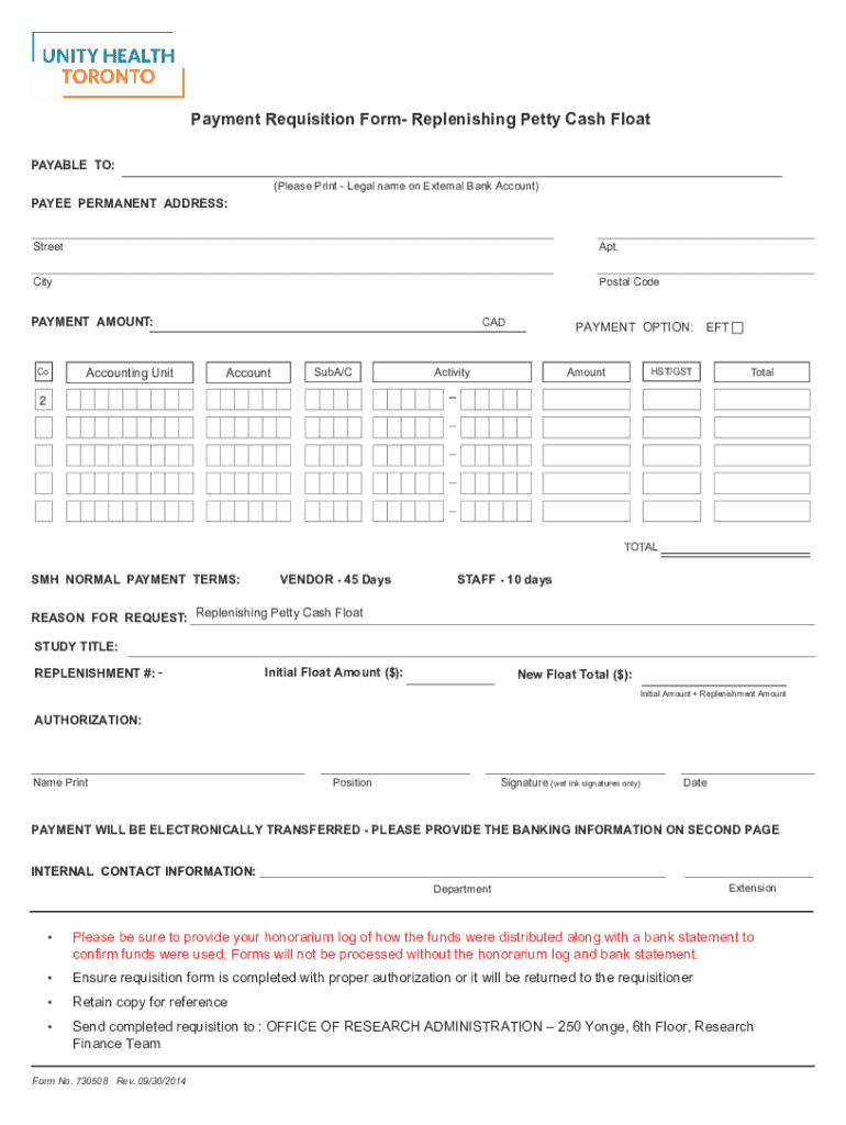 Fillable Online Replenishing Petty Cash Float Fax Email Print - pdfFiller