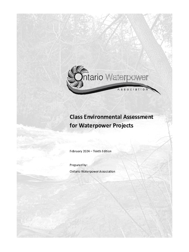 Fillable Online Class Environmental Assessment for Waterpower Projects ...