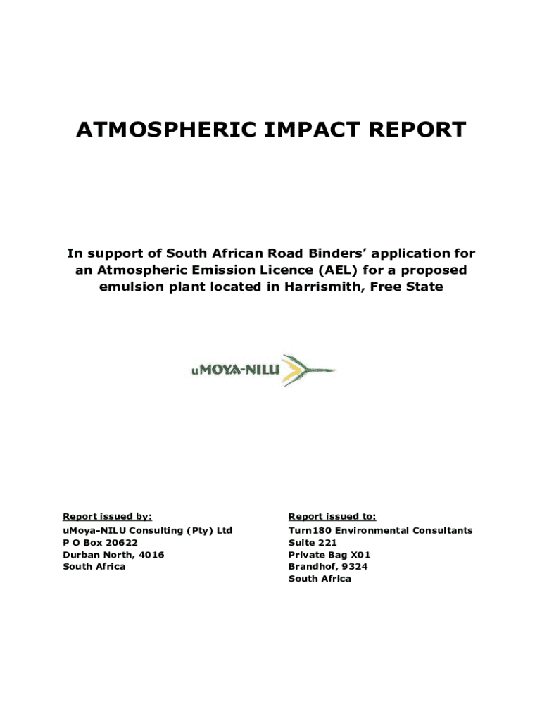 Fillable Online Atmospheric Impact Report in Support of South African ...