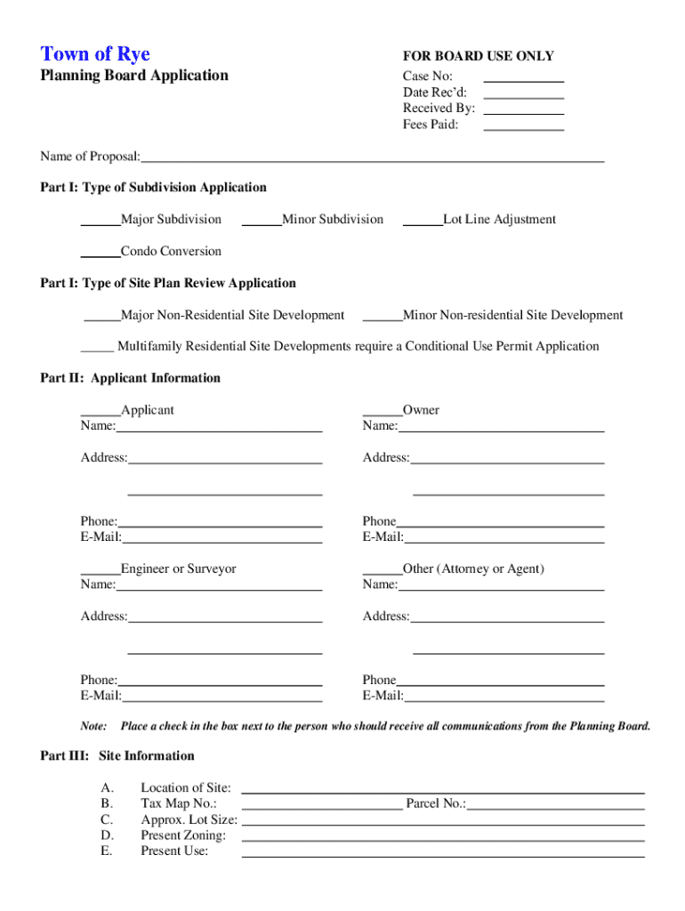 Fillable Online Planning Board Application for Land Development Fax ...
