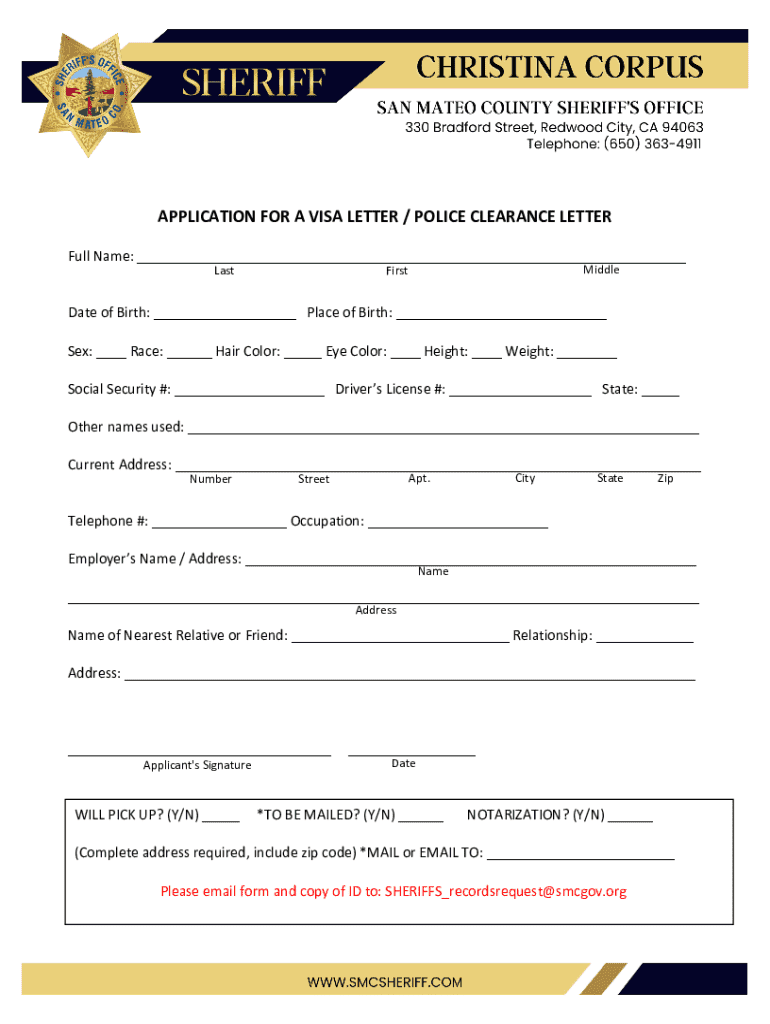 Fillable Online Sample letter for requesting Police clearance certificate ... Fax Email Print ...
