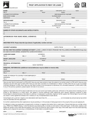 Fillable Online Rental or Lease Application Form Fax Email Print - pdfFiller