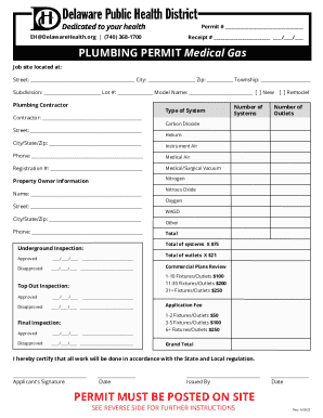 Fillable Online Medical Gas Plumbing Permit Application Fax Email Print - pdfFiller