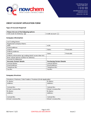 Fillable Online Credit Account Application Fax Email Print - pdfFiller