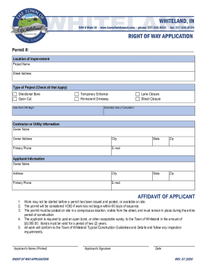 Fillable Online Right of Way Permit Application Fax Email Print - pdfFiller