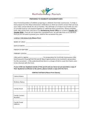 Fillable Online First Holy Communion Registration Form Fax Email Print - pdfFiller