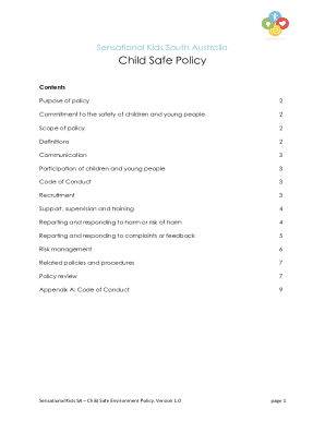 Fillable Online Sensational Kids South Australia - Child Safe Policy ...