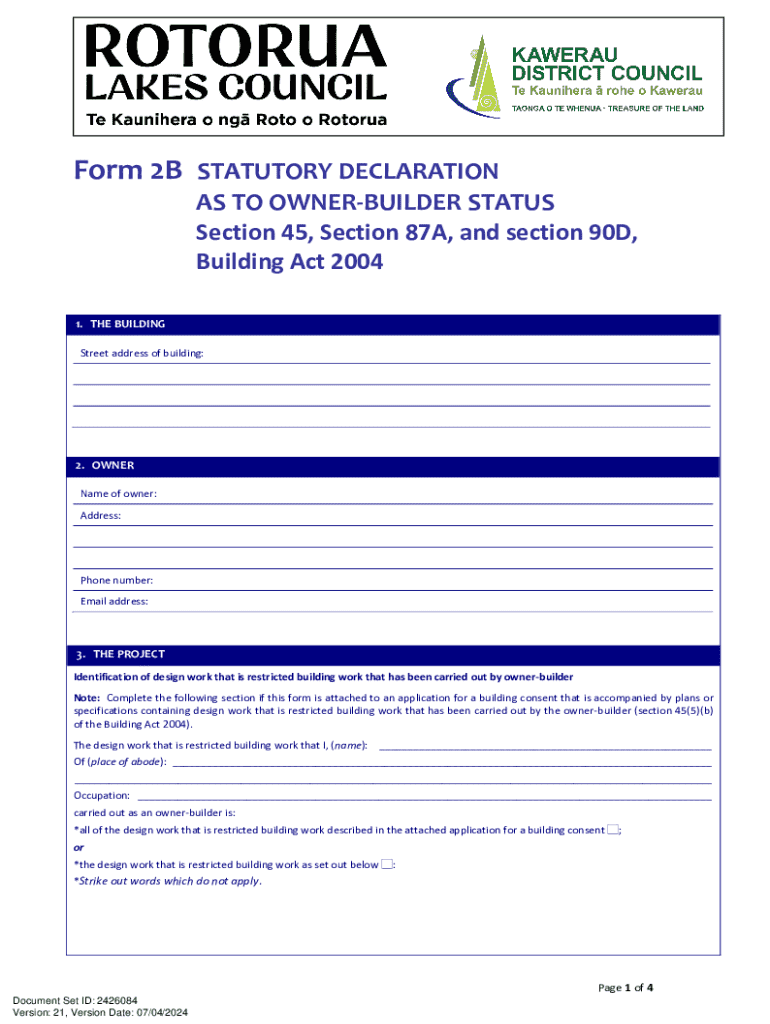 Fillable Online ECM2426084v21Form 2B Statutory Declaration as to Owner ...