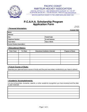 Fillable Online Pcaha Scholarship Program Fax Email Print - pdfFiller
