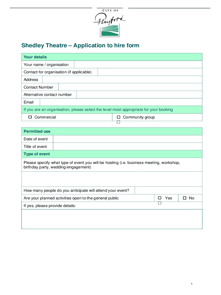 Fillable Online Fillable Online Spruance Hall - application to hire ...