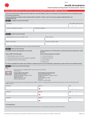 Fillable Online Wealth Remediation International Payment Instruction ...