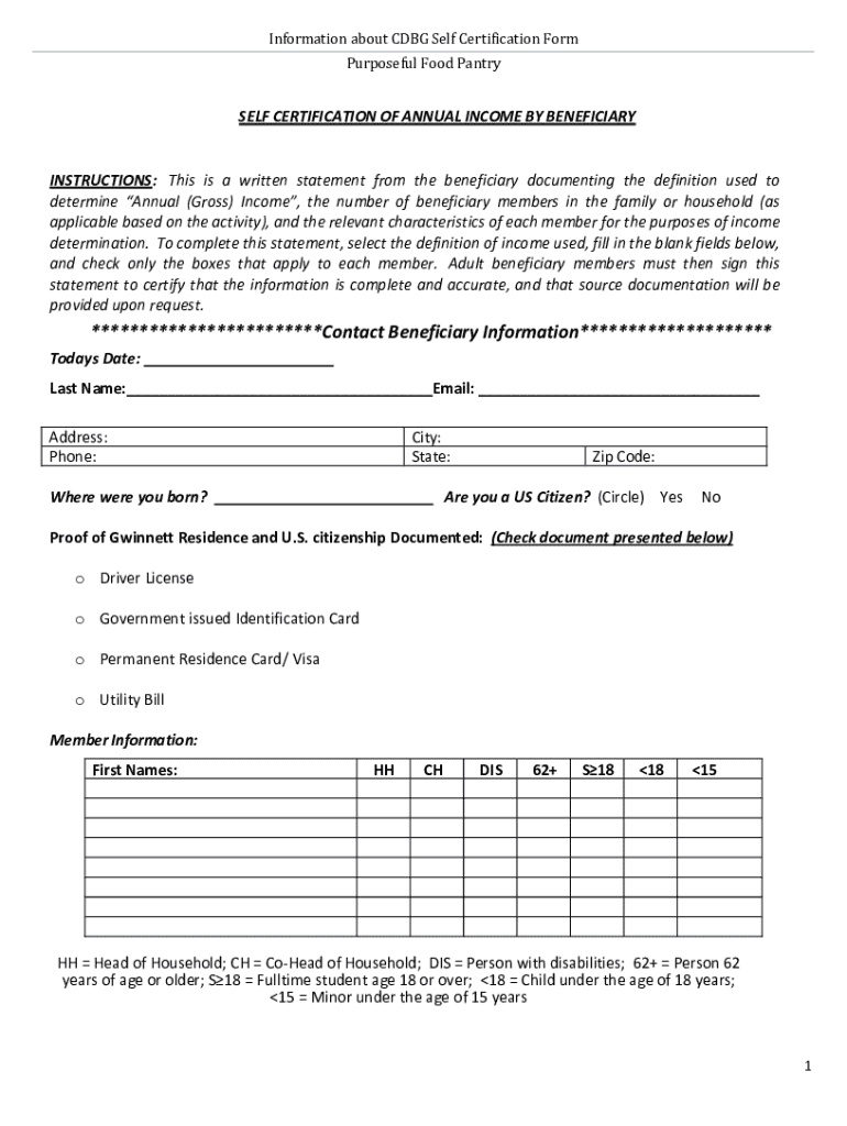 Fillable Online Introduction and Overview of CDBG Self Certification Process: Fax Email Print ...