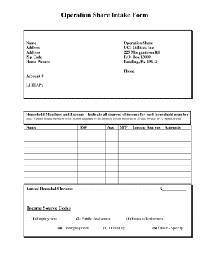Fillable Online Operation Share Intake Form Fax Email Print - pdfFiller