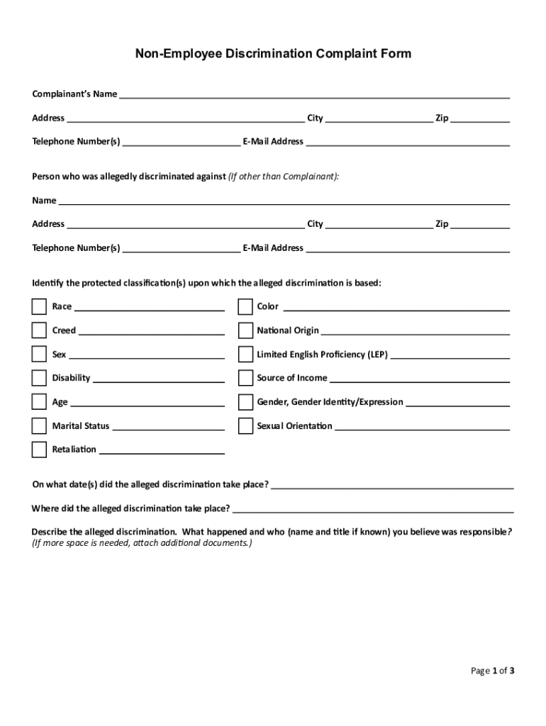 Fillable Online Non-employee Discrimination Complaint Fax Email Print ...