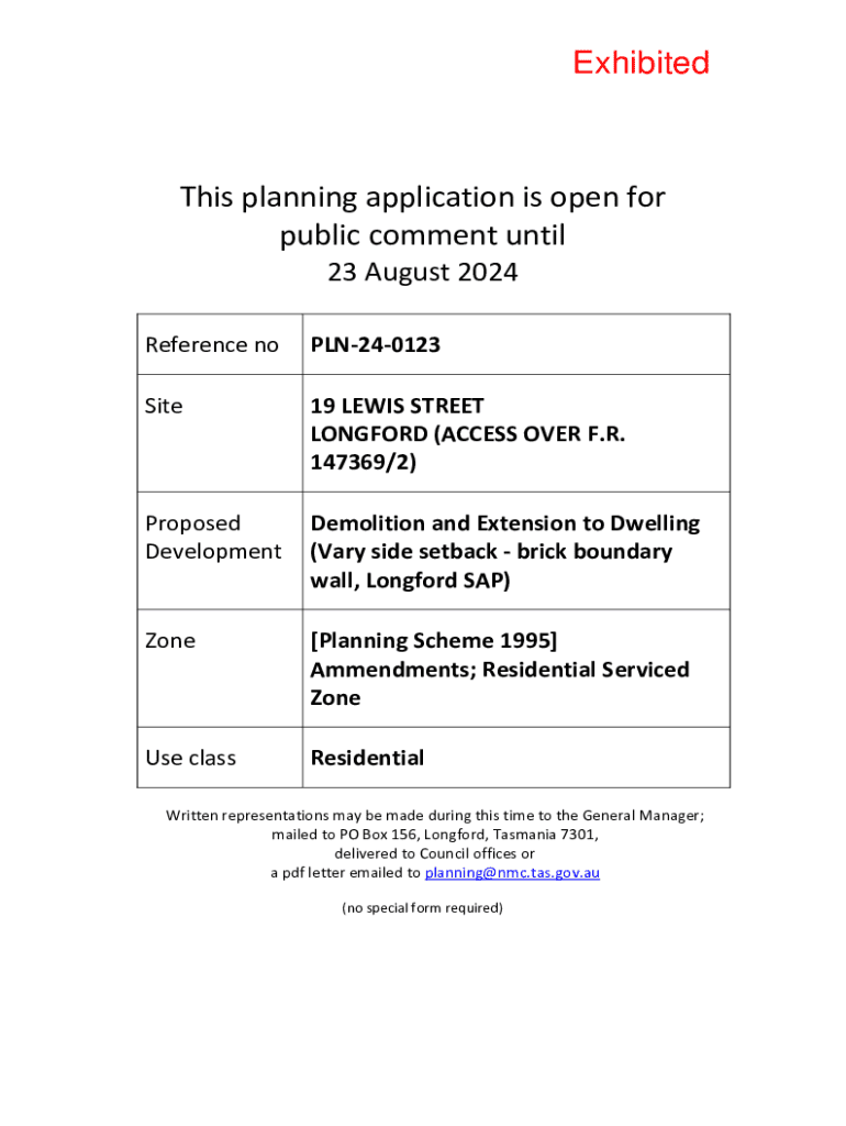 Fillable Online Public Notice of Planning application1st August 2024 ...