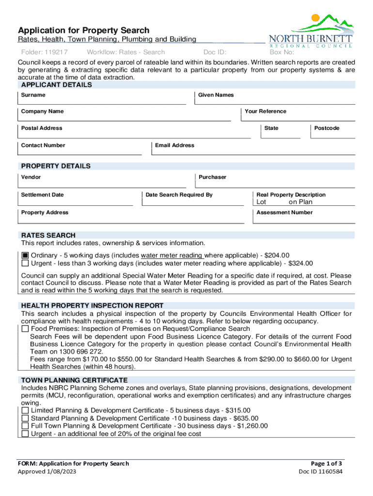 Fillable Online Application for Property Search Fax Email Print - pdfFiller