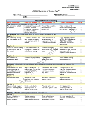 Fillable Online Caccn Dynamics of Critical Care Abstract Scoring Rubric ...