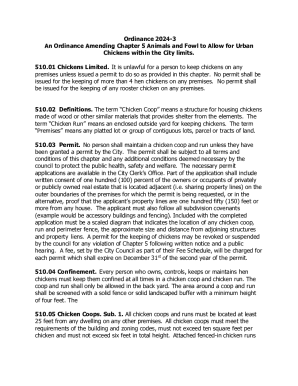 Fillable Online an Ordinance Amending Chapter 5 Animals and Fowl to ...