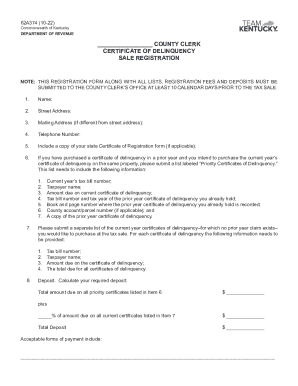 Fillable Online Certificate of Delinquency Sale Registration Form Fax ...