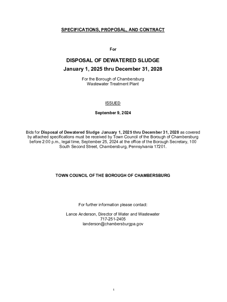 Fillable Online Specifications, Proposal, and Contract for Disposal of ...